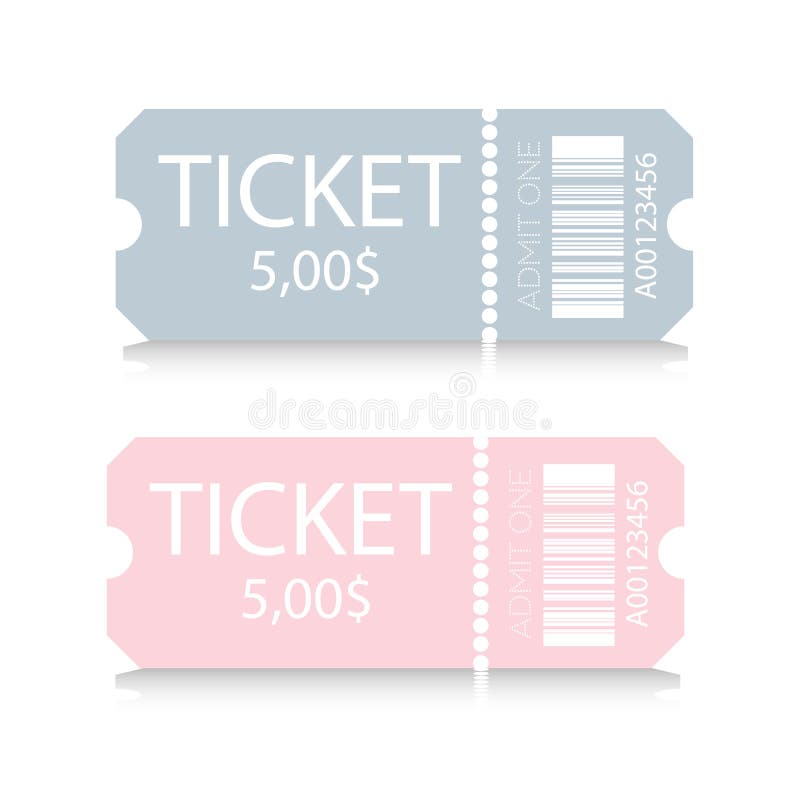 Set Vector Pink and Blue Cinema Ticket Isolated on White Background ...