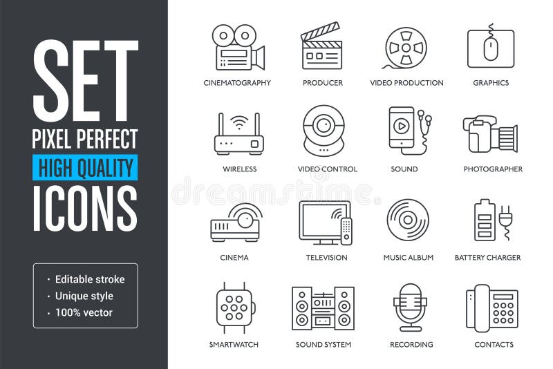 Set Vector Pixel Perfect High Quality Lines Icons Stock Vector ...