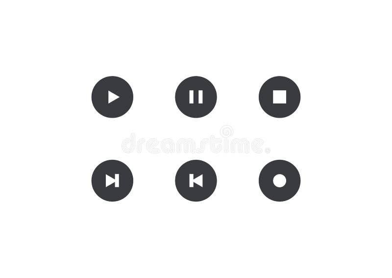 Set of Vector Player Button. Outline Element for Design Mobile App ...