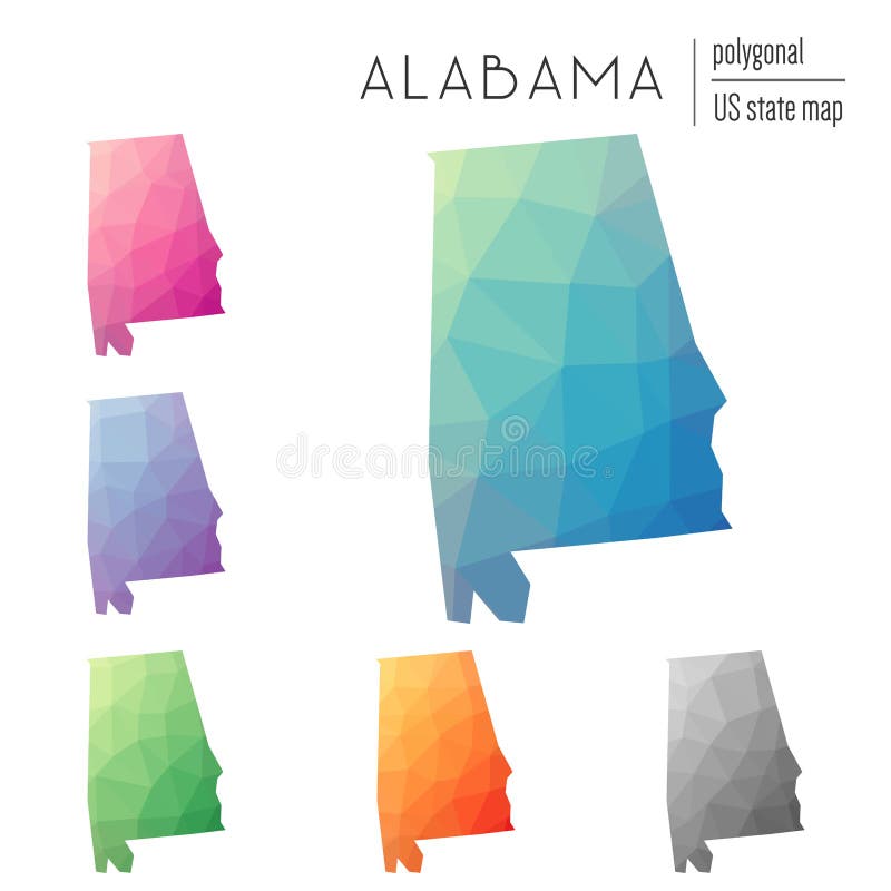 Set of Vector Polygonal Alabama Maps. Stock Vector - Illustration of ...