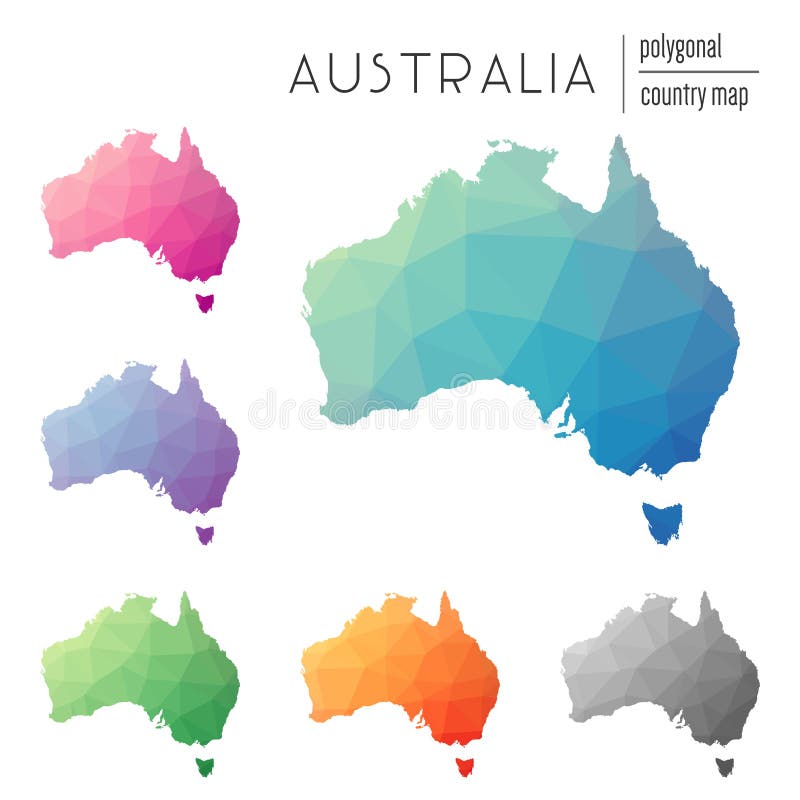 Set of Vector Polygonal Australia Maps. Stock Vector - Illustration of ...