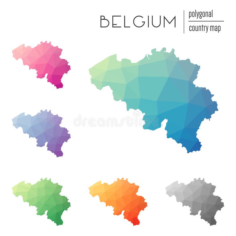 Set of Vector Polygonal Belgium Maps. Stock Vector - Illustration of ...