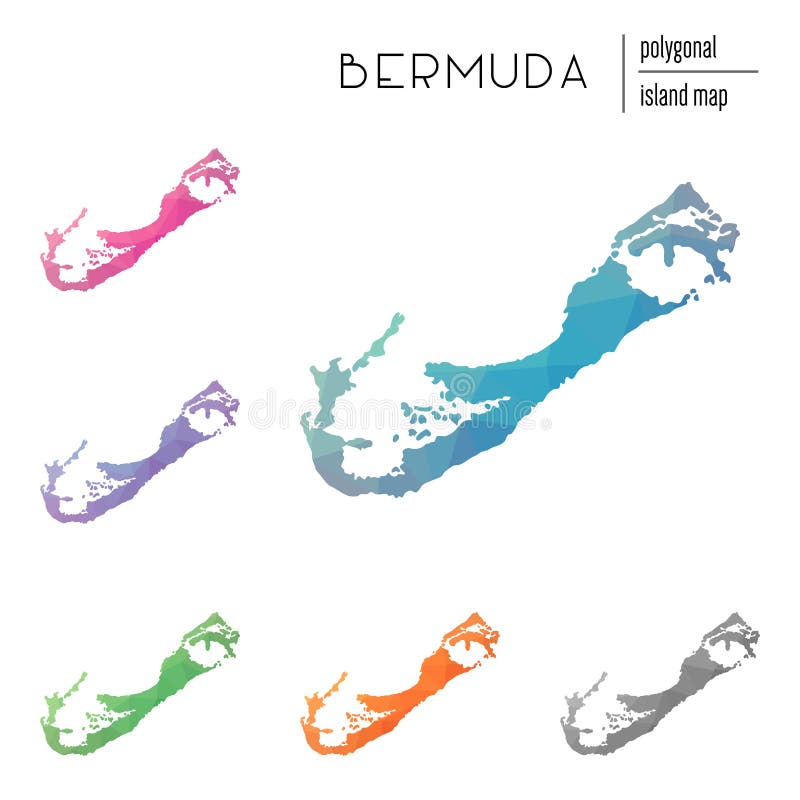 Set of Vector Polygonal Bermuda Maps Filled with. Stock Vector ...