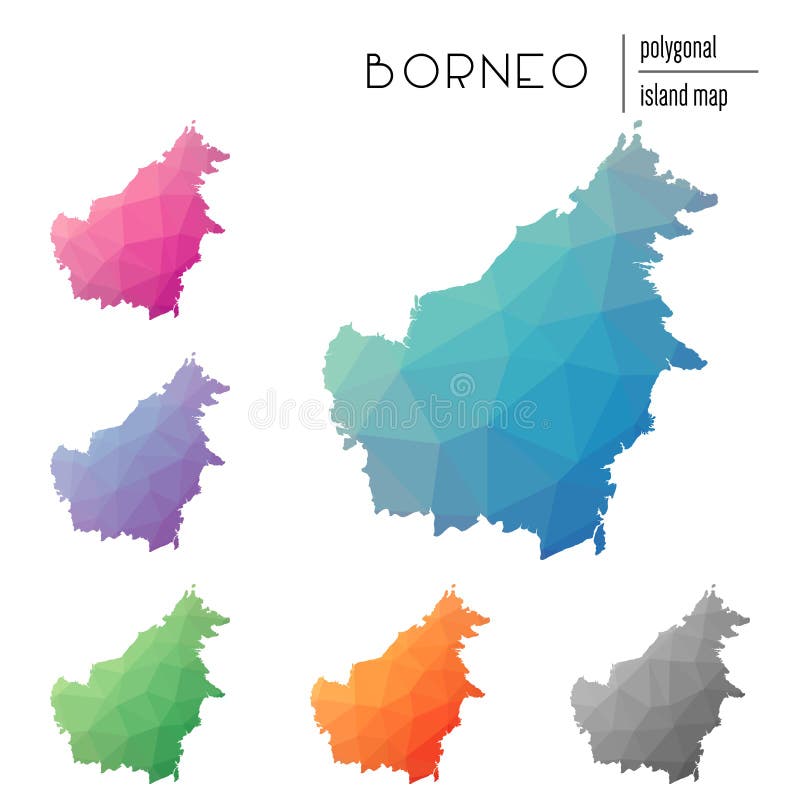 Set of Vector Polygonal Borneo Maps Filled with. Stock Vector ...