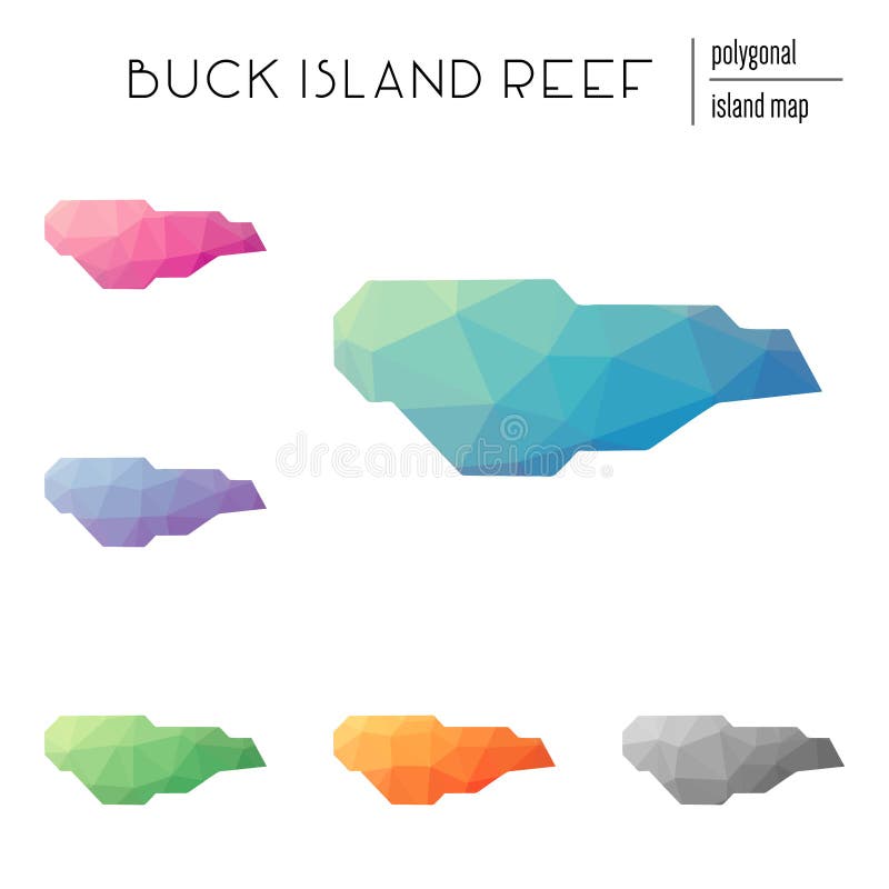 Set of Vector Polygonal Buck Island Reef Maps. Stock Vector ...