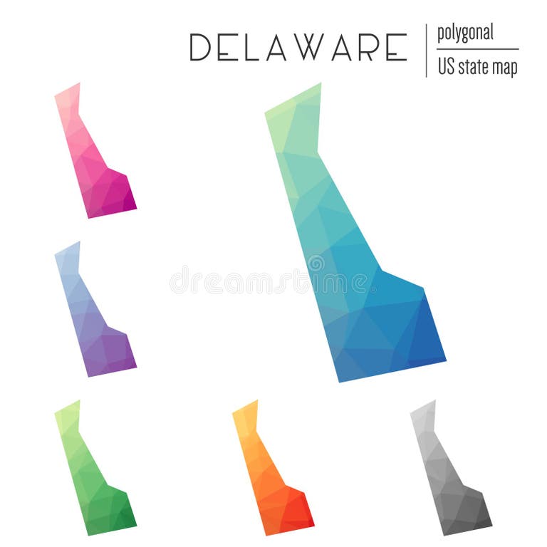 Set of Vector Polygonal Delaware Maps. Stock Vector - Illustration of ...