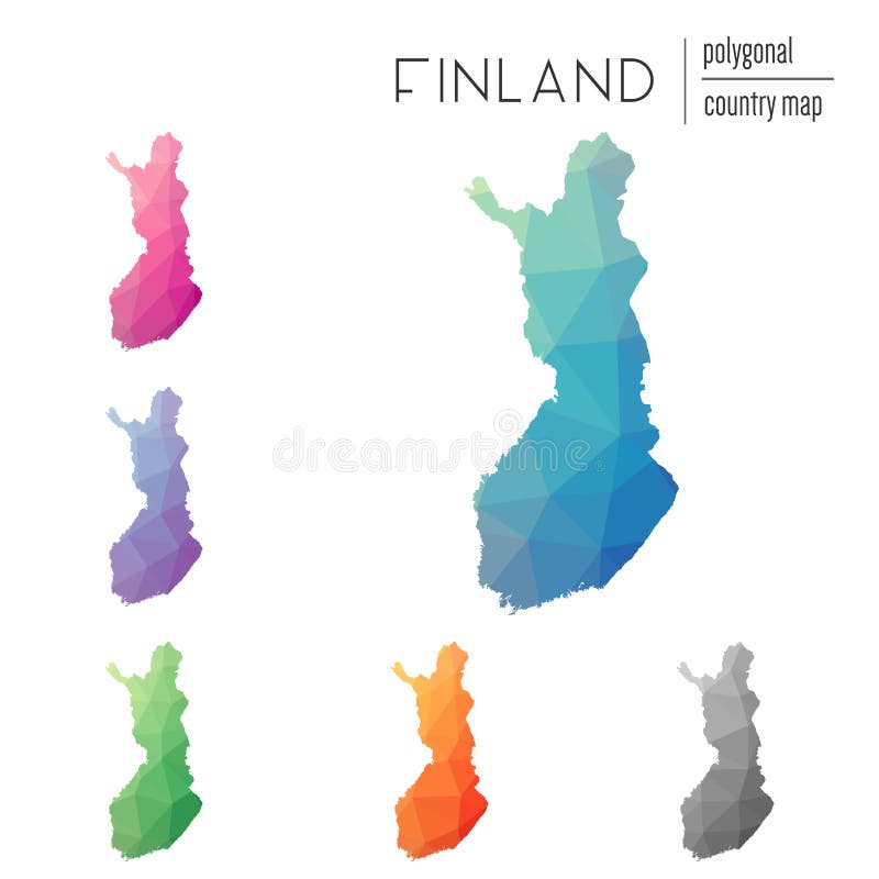 Set of Vector Polygonal Finland Maps. Stock Vector - Illustration of ...