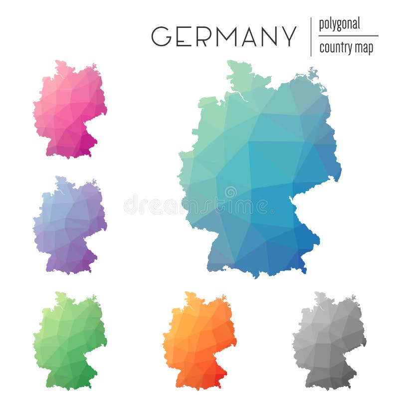 Set of Vector Polygonal Germany Maps. Stock Vector - Illustration of ...