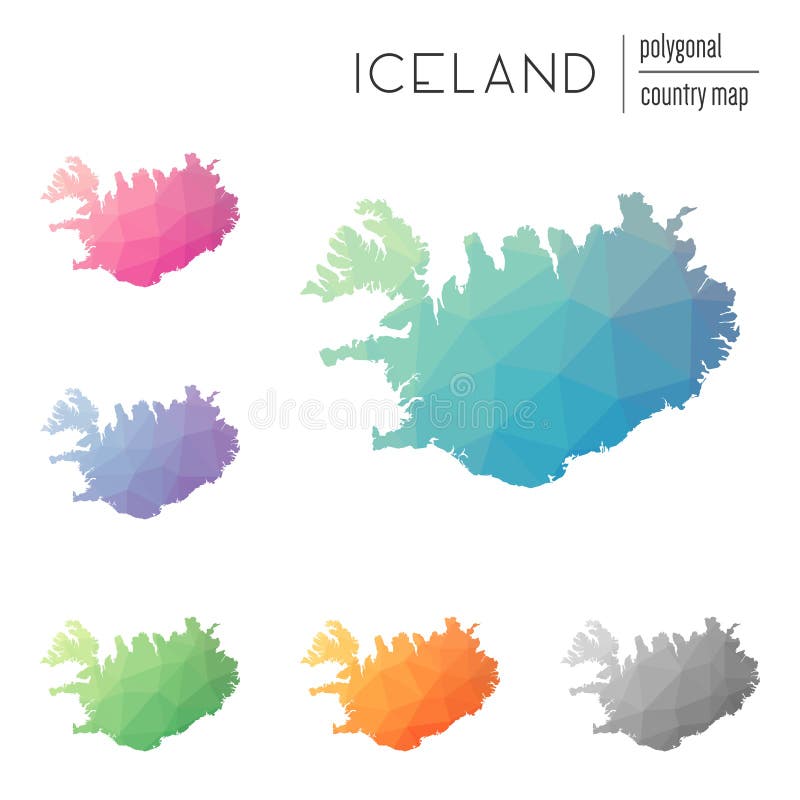 Set of Vector Polygonal Iceland Maps. Stock Vector - Illustration of ...