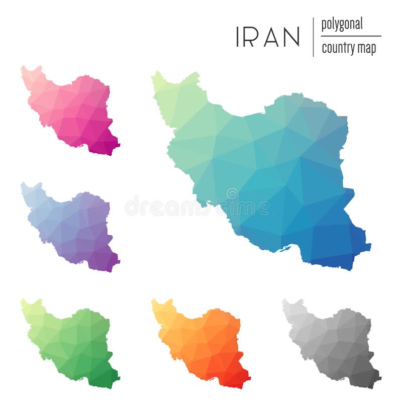 2D Polygonal Map of Iran with Red Stars Stock Vector - Illustration of ...