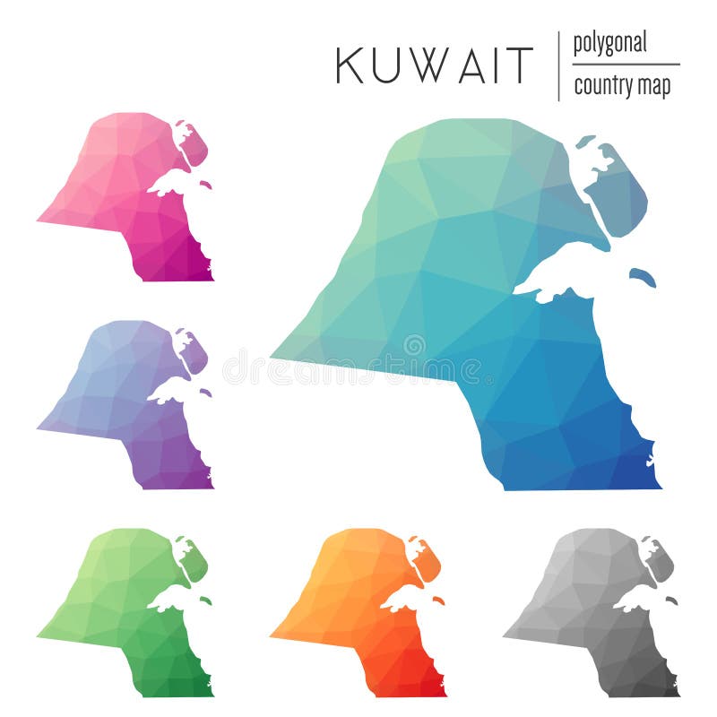 Set of Vector Polygonal Kuwait Maps. Stock Vector - Illustration of ...