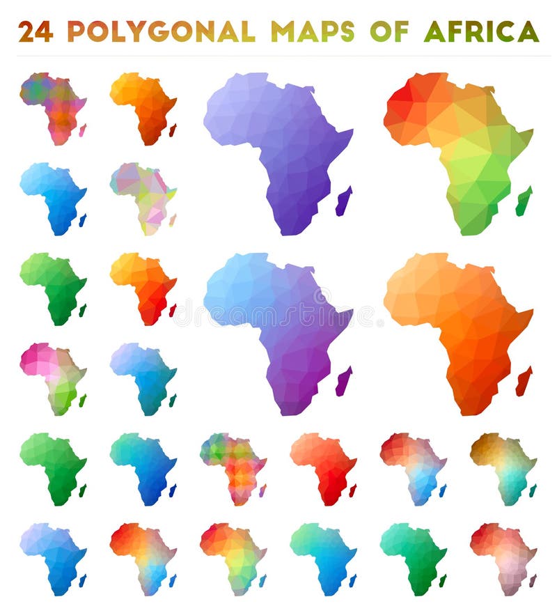 Set of Vector Polygonal Maps of Africa. Stock Vector - Illustration of ...