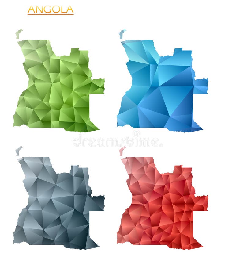 Set of Vector Polygonal Maps of Angola. Stock Vector - Illustration of ...