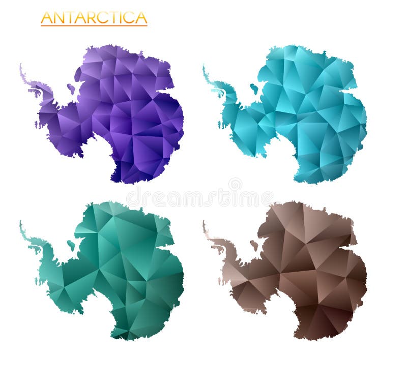 Set of Vector Polygonal Maps of Antarctica. Stock Vector - Illustration ...