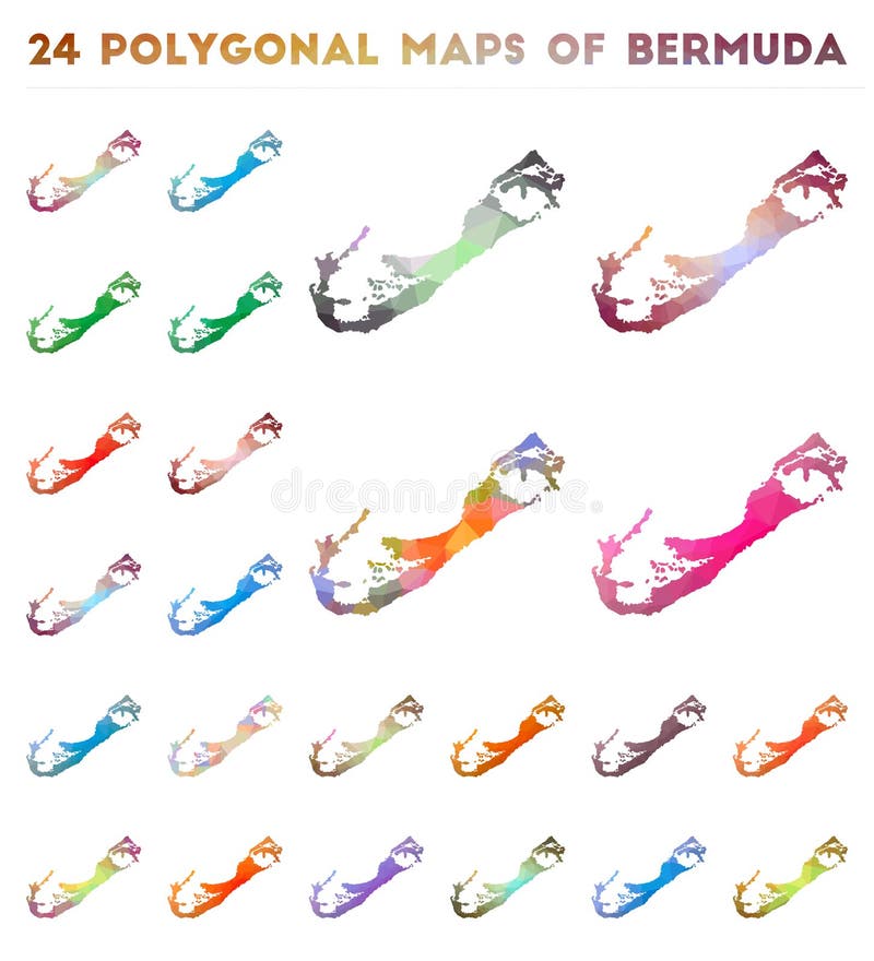 Set of Vector Polygonal Maps of Bermuda. Stock Vector - Illustration of ...