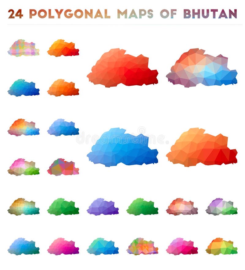 Set of Vector Polygonal Maps of Bhutan. Stock Vector - Illustration of ...