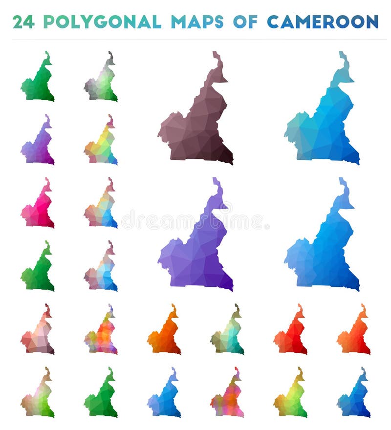 Set of Vector Polygonal Maps of Cameroon. Stock Vector - Illustration ...