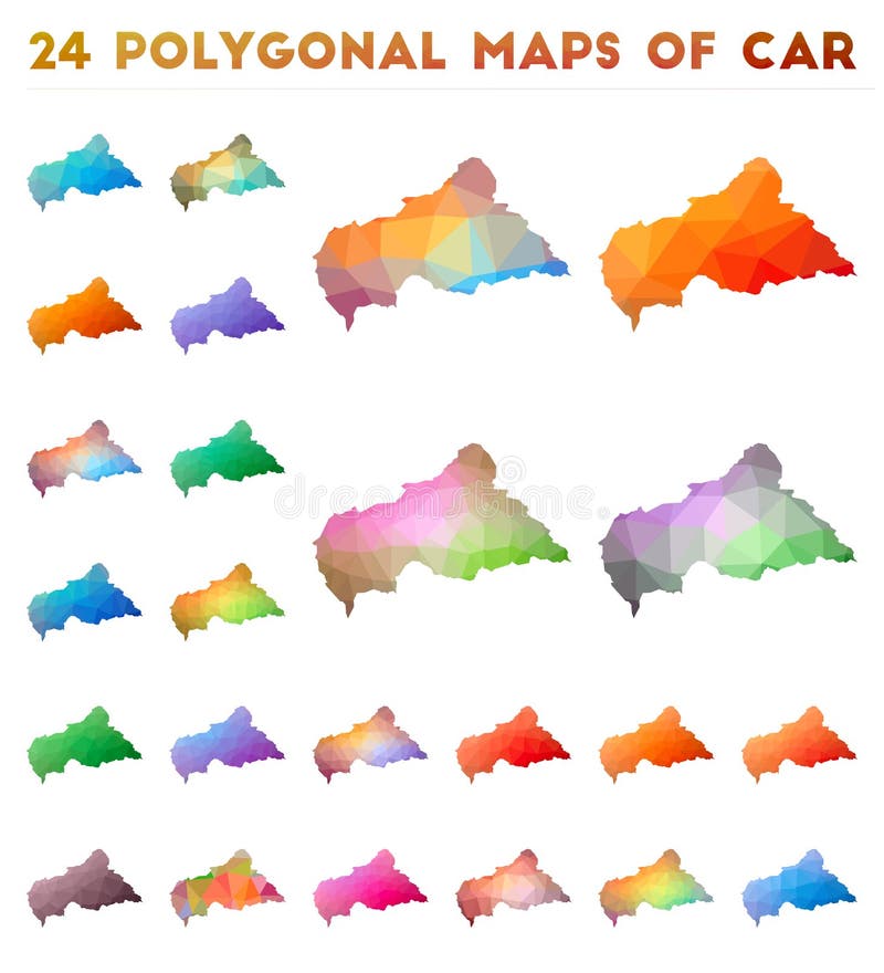 Set of Vector Polygonal Maps of CAR. Stock Vector - Illustration of ...