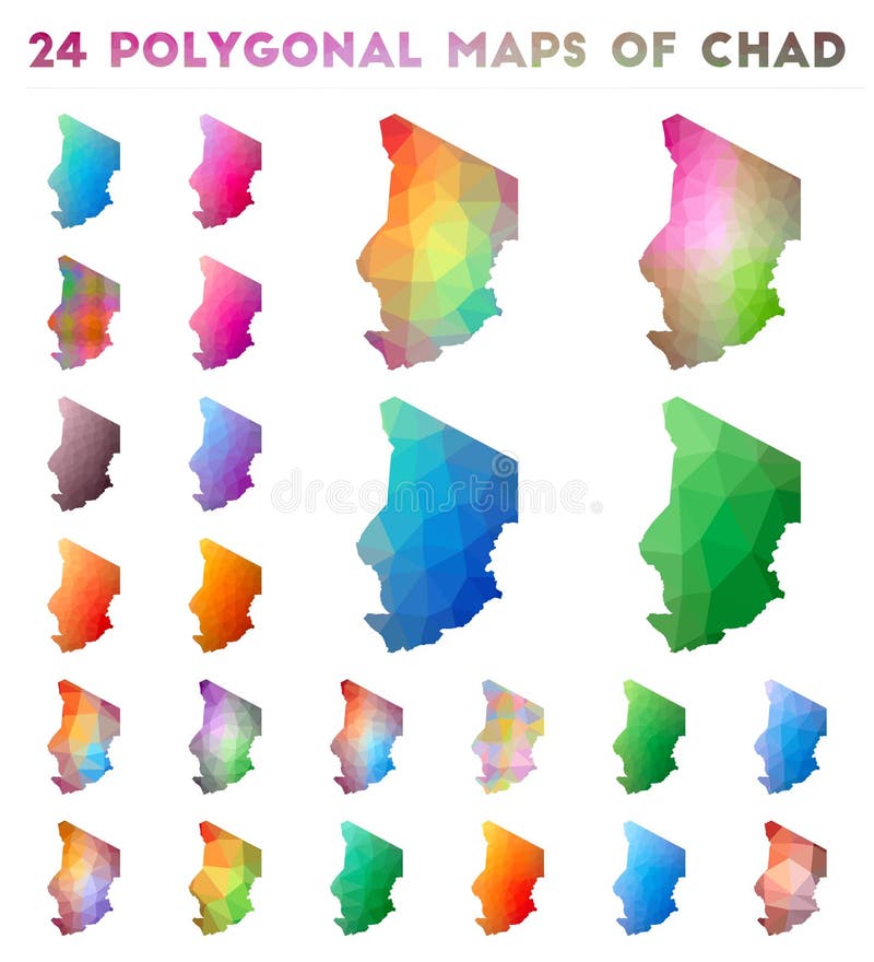 Set of Vector Polygonal Maps of Chad. Stock Vector - Illustration of ...
