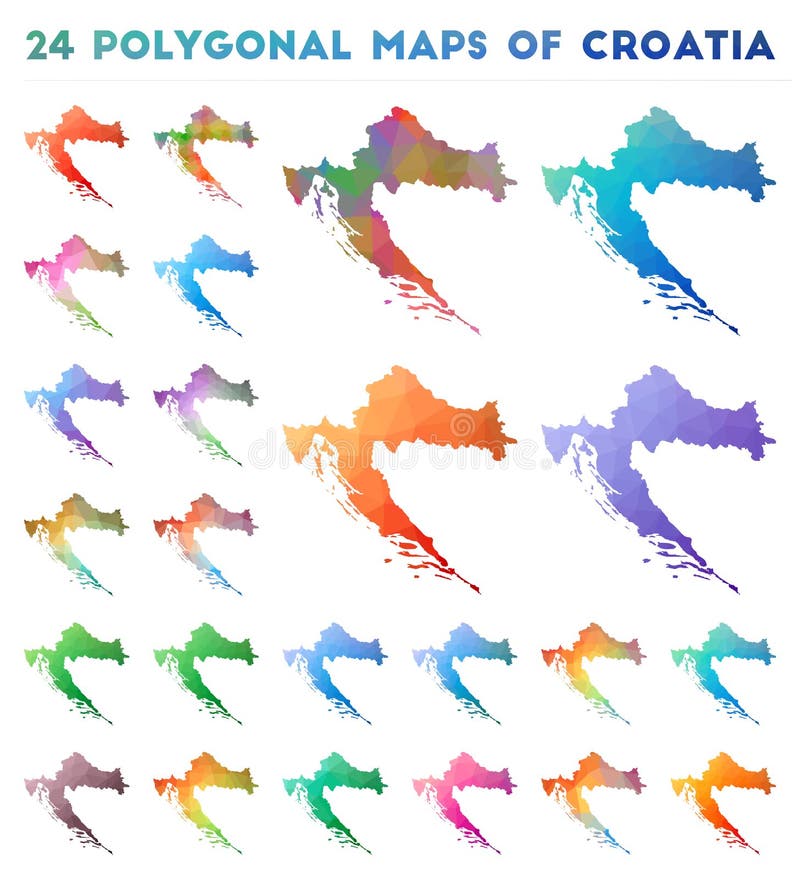 Set of Vector Polygonal Maps of Croatia. Stock Vector - Illustration of ...