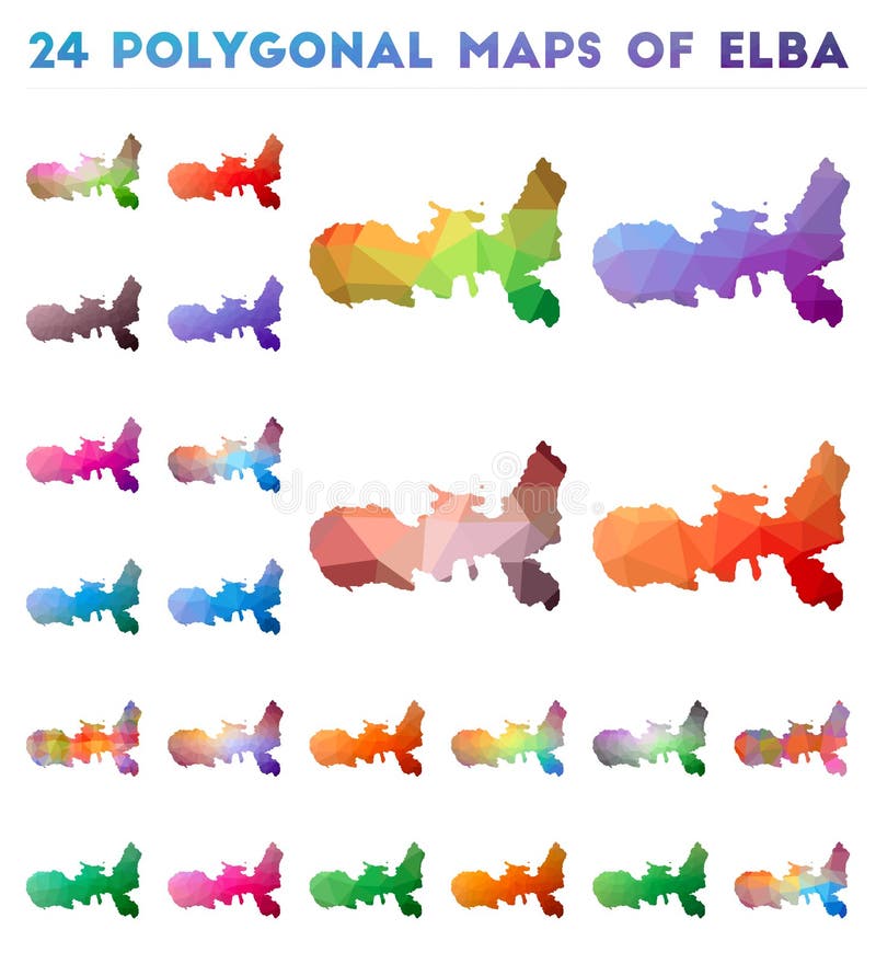Set of Vector Polygonal Maps of Elba. Stock Vector - Illustration of ...