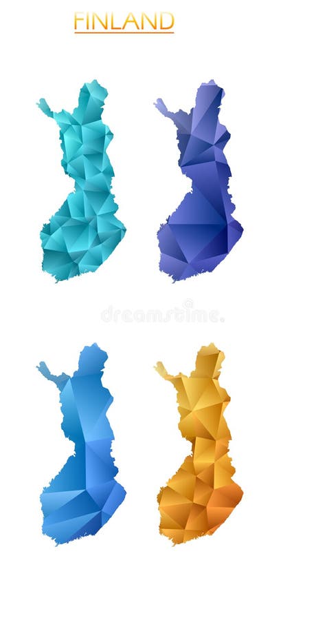 Set of Vector Polygonal Maps of Finland. Stock Vector - Illustration of ...