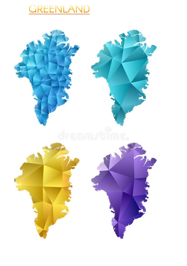 Set of Vector Polygonal Maps of Greenland. Stock Vector - Illustration ...