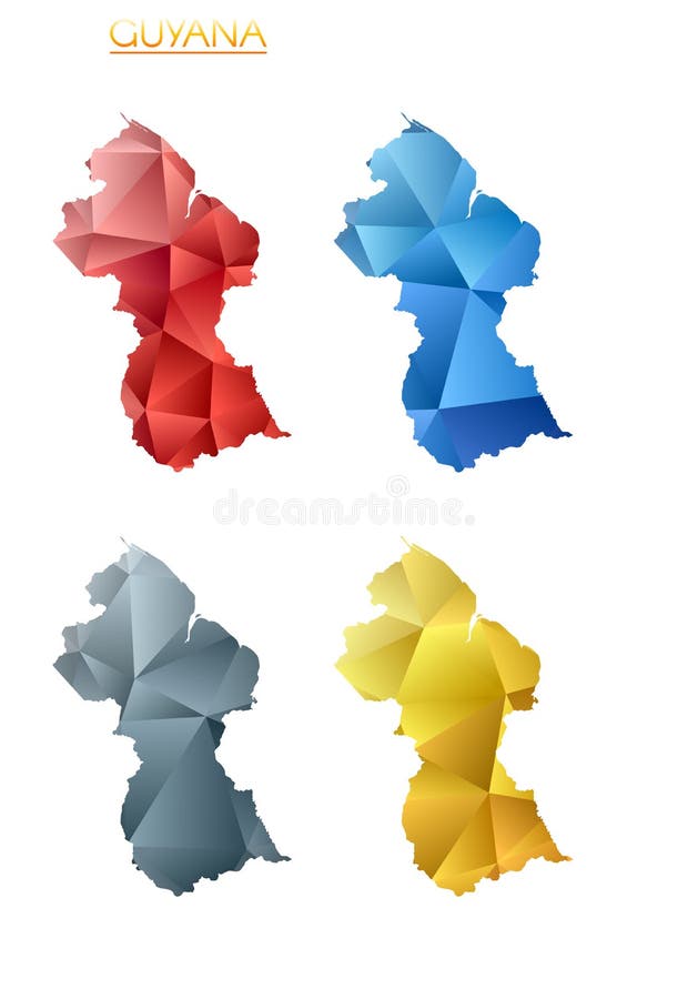 Set of Vector Polygonal Maps of Guyana. Stock Vector - Illustration of ...