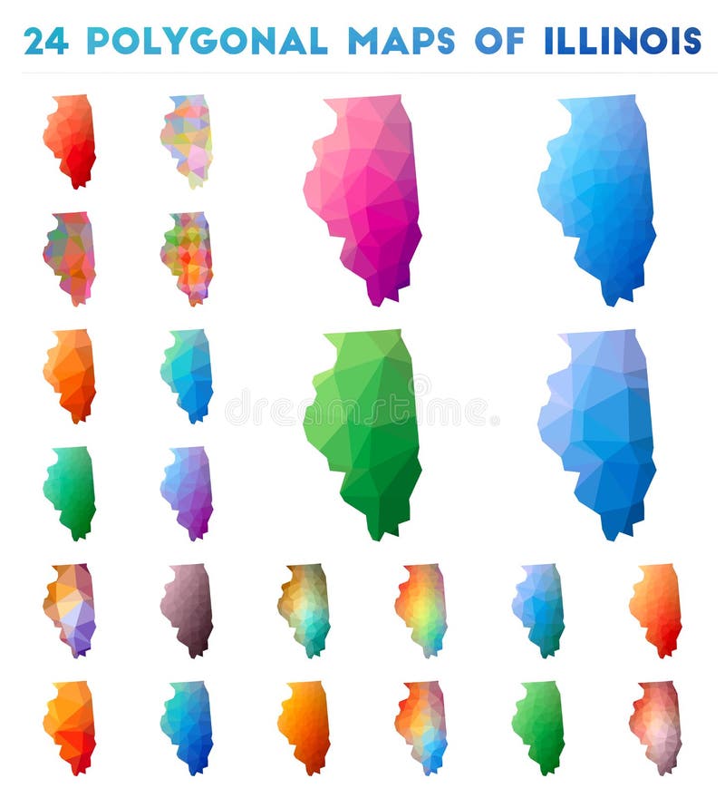Set of Vector Polygonal Maps of Illinois. Stock Vector - Illustration ...