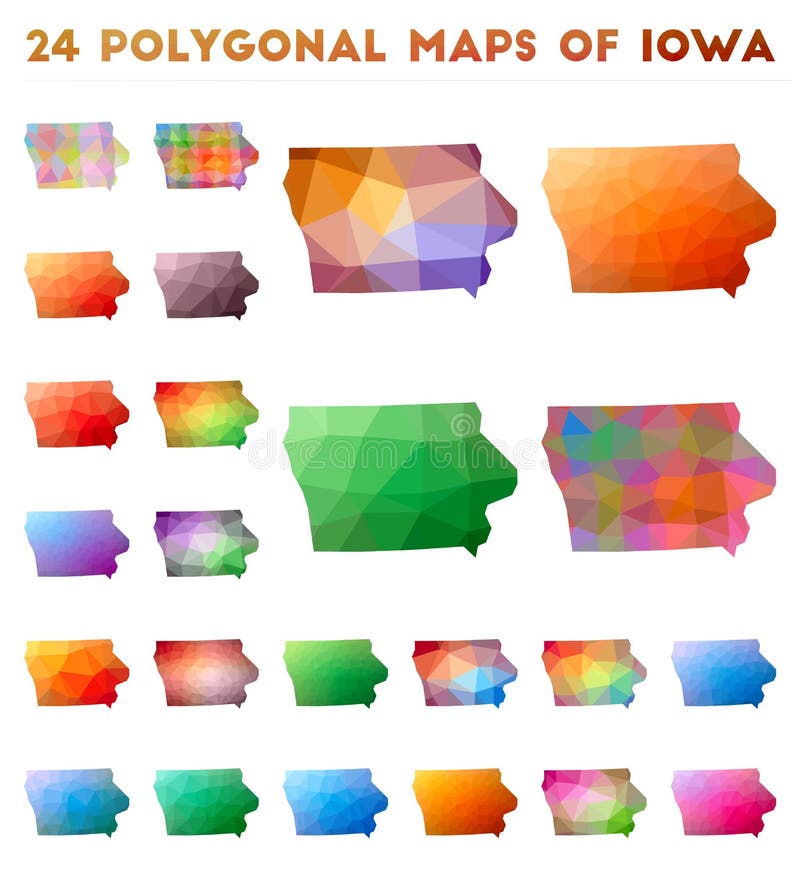 Set of Vector Polygonal Maps of Iowa. Stock Vector - Illustration of ...