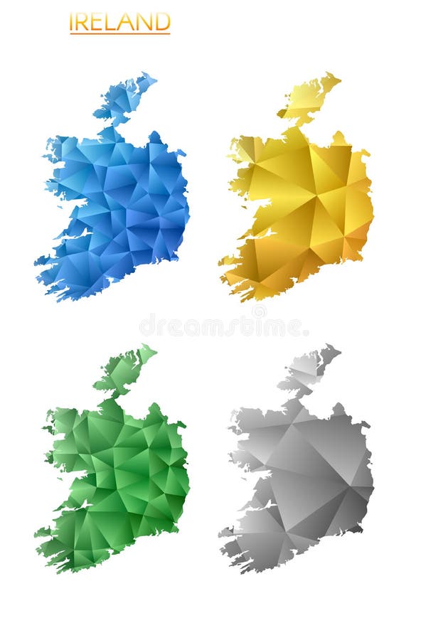 Set of Vector Polygonal Maps of Ireland. Stock Vector - Illustration of ...