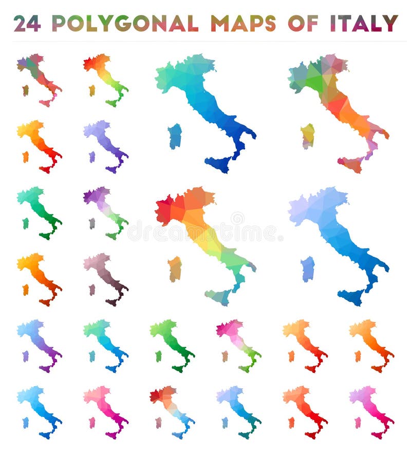 Set of Vector Polygonal Maps of Italy. Stock Illustration ...