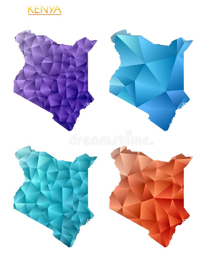 Set of Vector Polygonal Maps of Kenya. Stock Vector - Illustration of ...