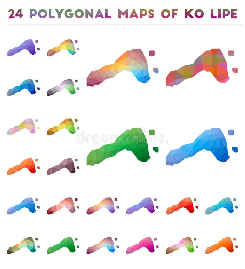 Set of Vector Polygonal Maps of Ko Lipe. Stock Vector - Illustration of ...