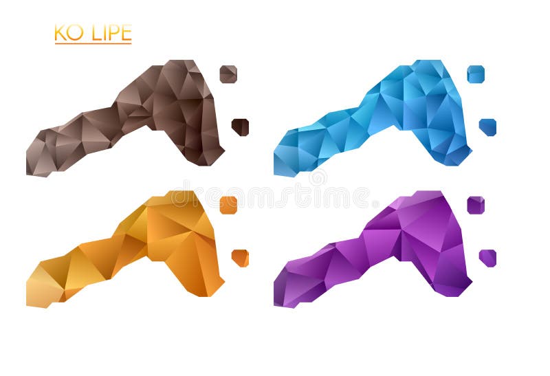 Set of Vector Polygonal Maps of Ko Lipe. Stock Vector - Illustration of ...