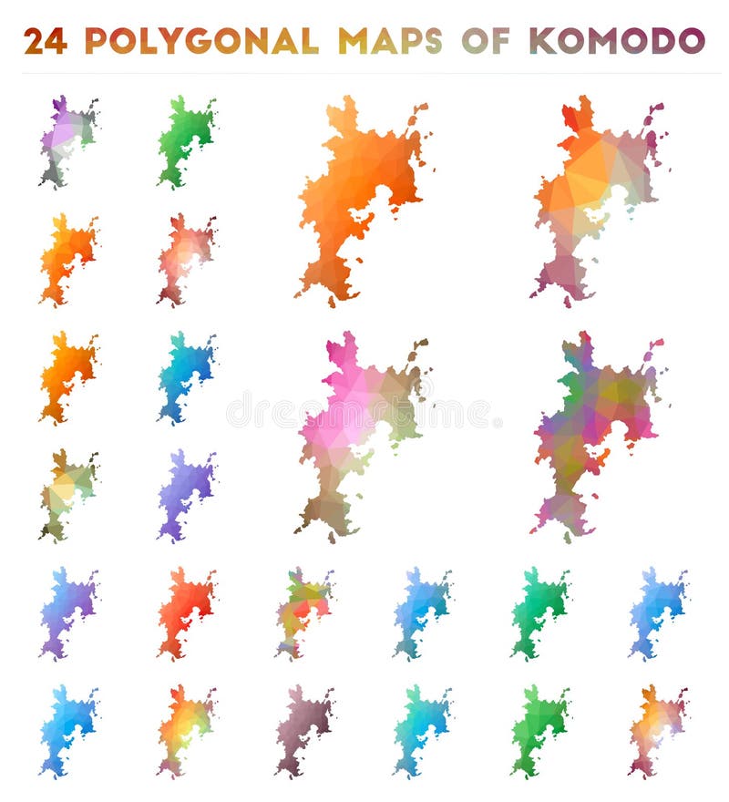 Set of Vector Polygonal Maps of Komodo. Stock Vector - Illustration of ...