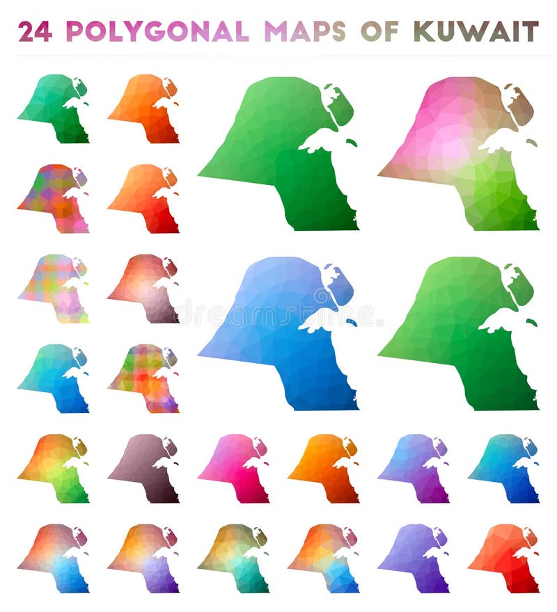 Set of Vector Polygonal Maps of Kuwait. Stock Vector - Illustration of ...