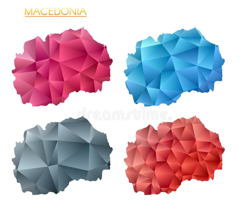 Set of Vector Polygonal Maps of Macedonia. Stock Vector - Illustration ...