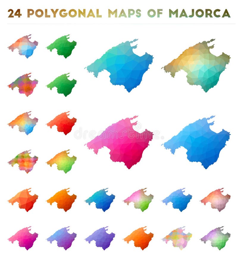 Set of Vector Polygonal Maps of Majorca. Stock Vector - Illustration of ...