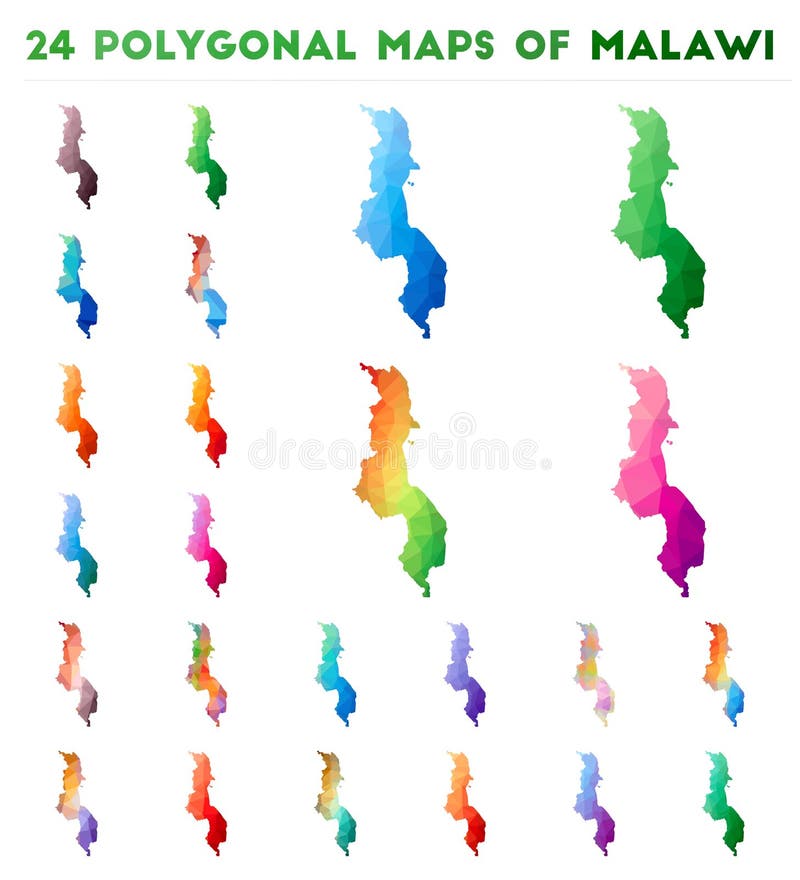 Set of Vector Polygonal Maps of Malawi. Stock Vector - Illustration of ...
