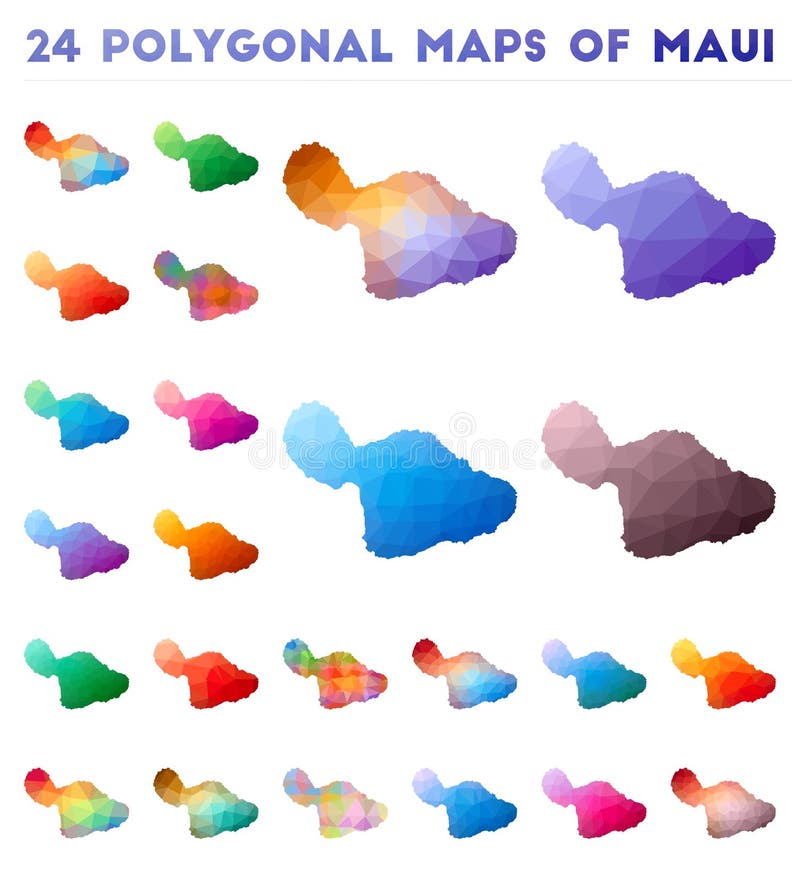 Set of Vector Polygonal Maps of Maui. Stock Vector - Illustration of ...