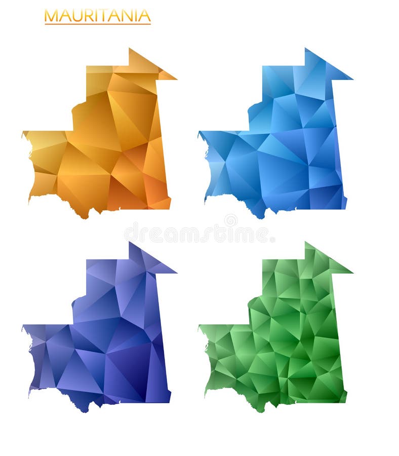 Set of Vector Polygonal Maps of Mauritania. Stock Vector - Illustration ...