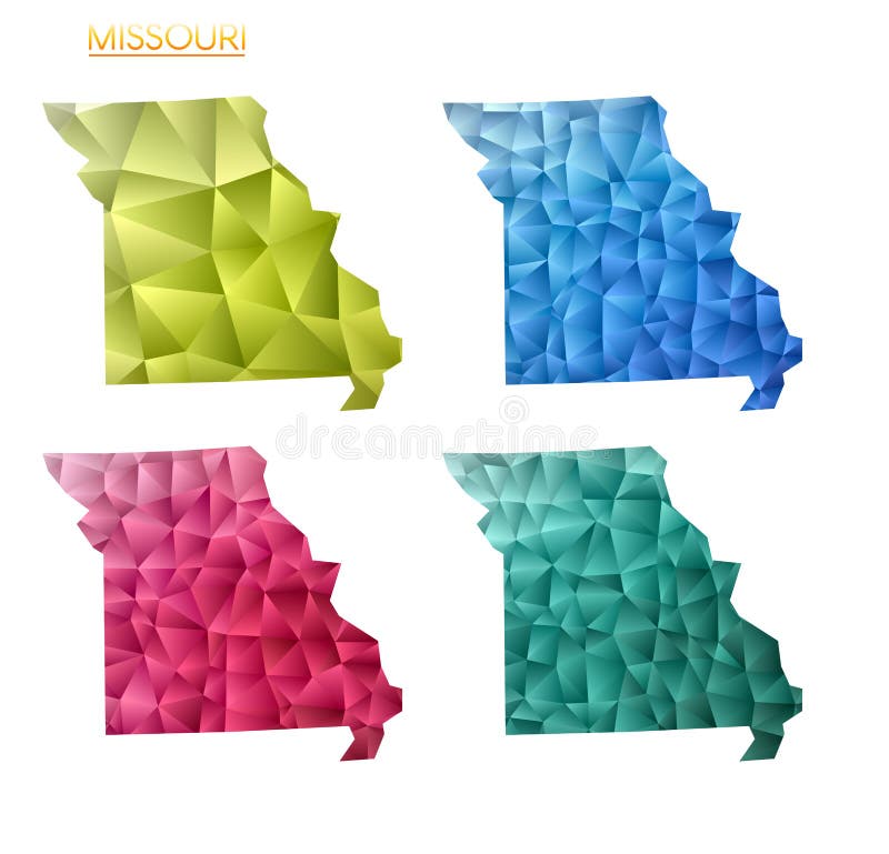 Set of Vector Polygonal Maps of Missouri. Stock Vector - Illustration ...