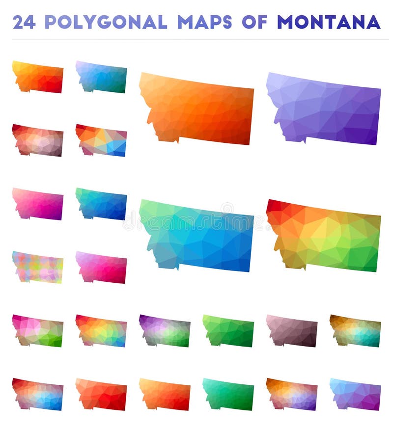 Set of Vector Polygonal Maps of Montana. Stock Vector - Illustration of ...
