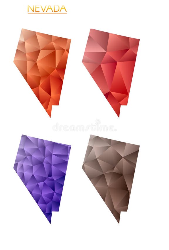 Set of Vector Polygonal Maps of Nevada. Stock Vector - Illustration of ...