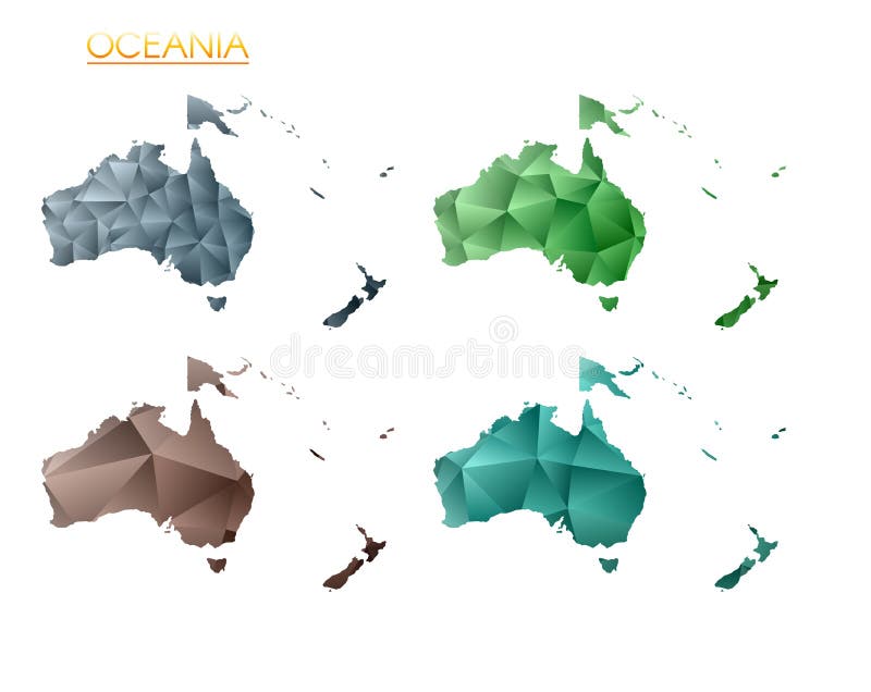 Set of Vector Polygonal Maps of Oceania. Stock Vector - Illustration of ...