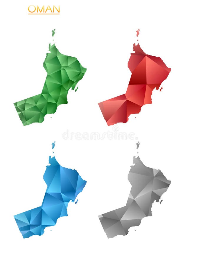 Set of Vector Polygonal Maps of Oman. Stock Vector - Illustration of ...