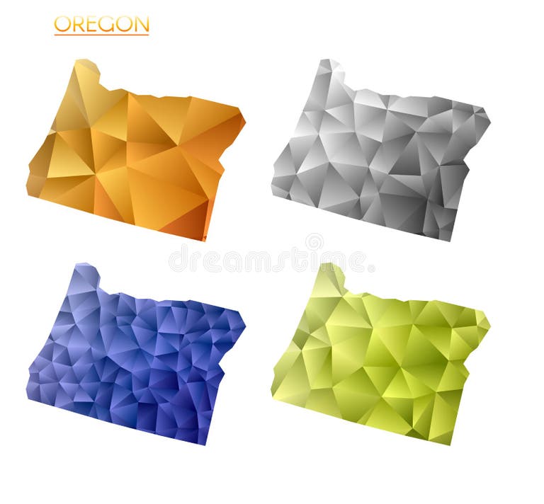 Set of Vector Polygonal Maps of Oregon. Stock Vector - Illustration of ...