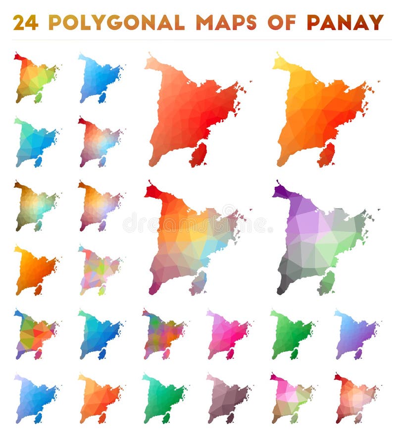 Set of Vector Polygonal Maps of Panay. Stock Vector - Illustration of ...