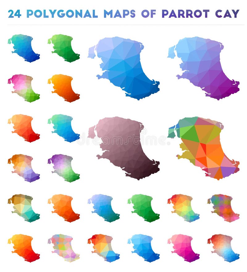 Set of Vector Polygonal Maps of Parrot Cay. Stock Vector - Illustration ...